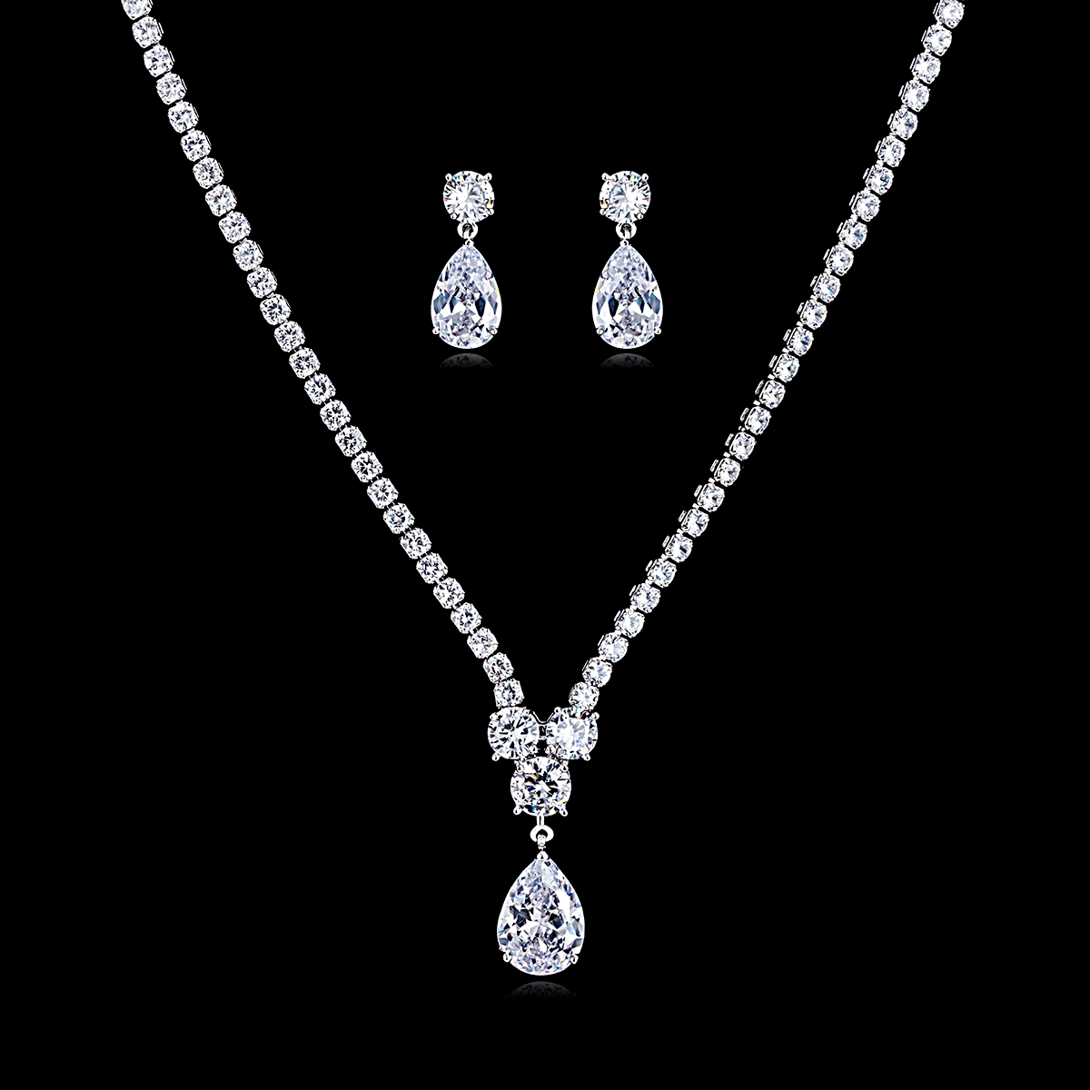 Brand New White Luxury Necklace and Earring Set with Full Guarantee