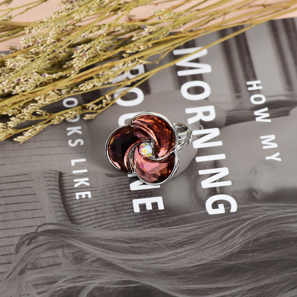 Cheaper Wine Red Platinum Plated Rings