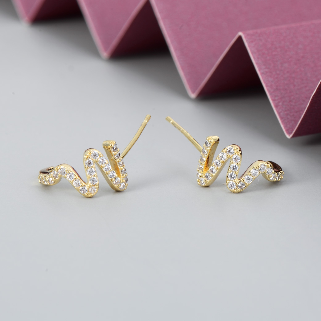 Nice Cubic Zirconia Gold Plated Stud Earrings