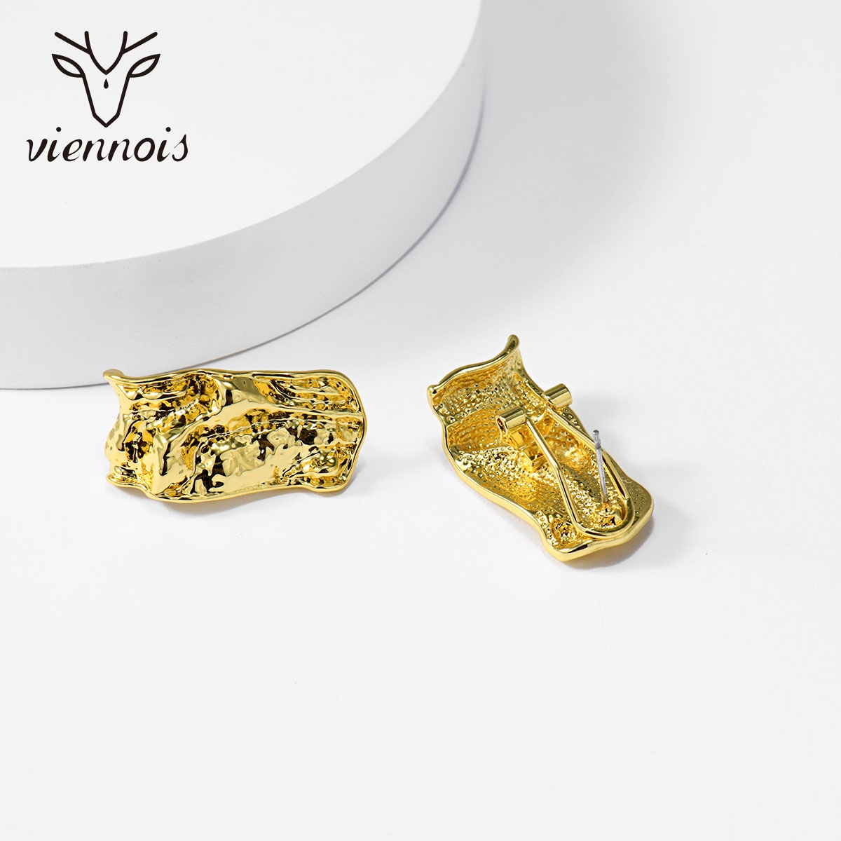 Unusual Dubai Gold Plated Stud Earrings